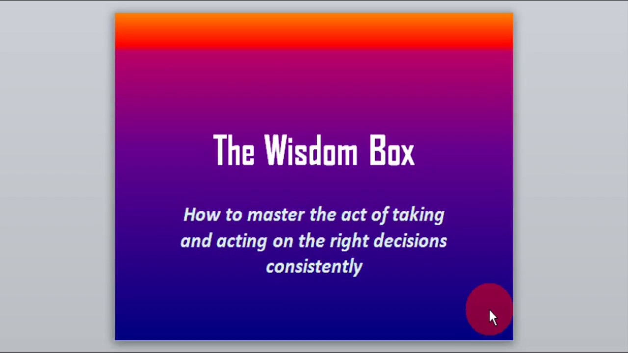 Christian video on wisdom: The wisdom box - YouTube