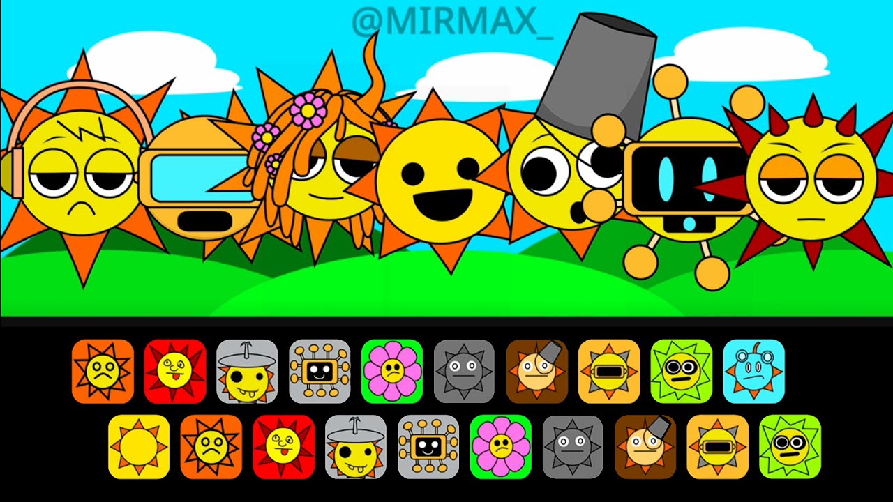 Every Mr. Sun Singing Together Sprunki gyat, Retake, Scrunkly. New Mod ...