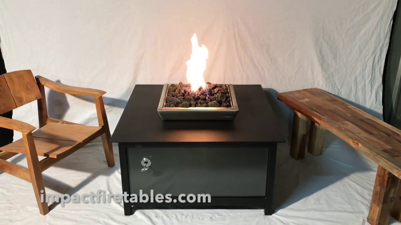 IMPACT Fire Table, Square, Heavy Duty Steel, Raven Black, Silver Vein ...