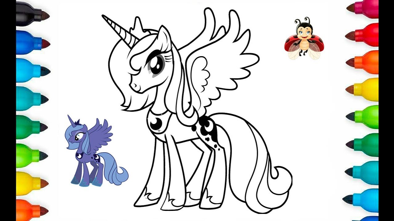 How to draw Princess Moon My Little Pony for children Як намалювати ...