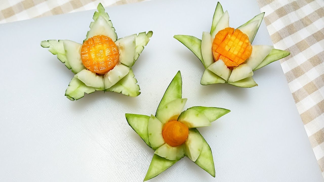 3 Amazing Cucumber Decoration Carving Garnish | Ide Garnish Timun - YouTube
