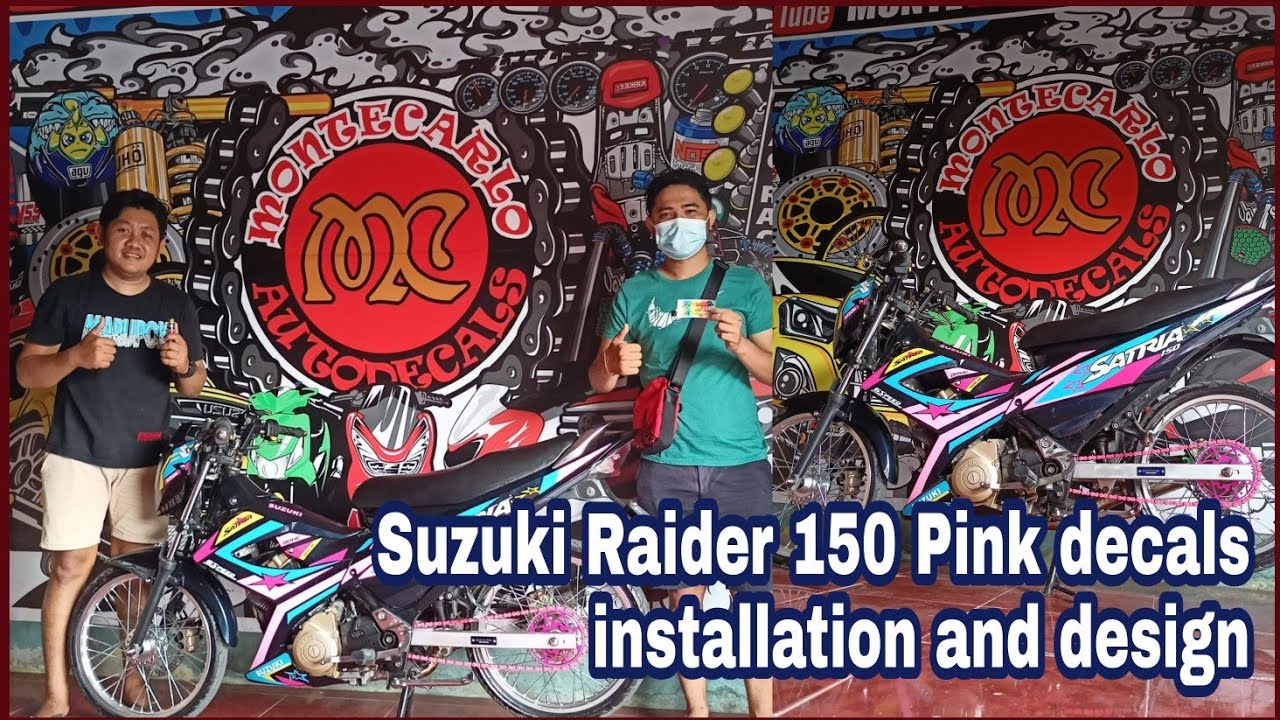 Suzuki Raider 150 Pink decals installation and design - YouTube
