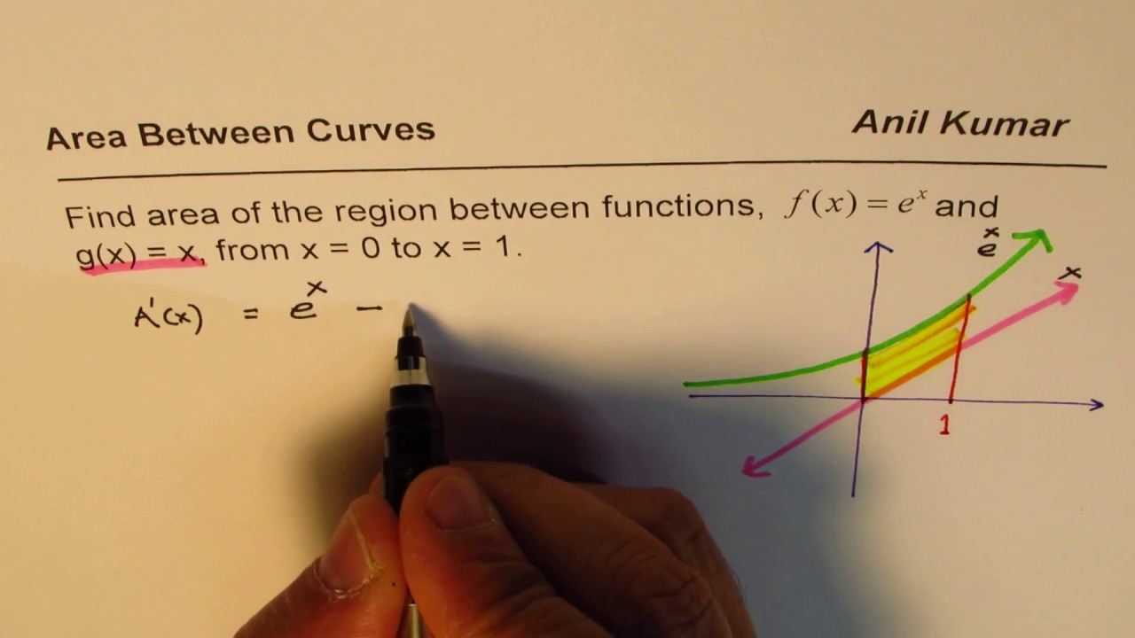 Area Bounded by Exponential and Linear Function Calculus Application ...