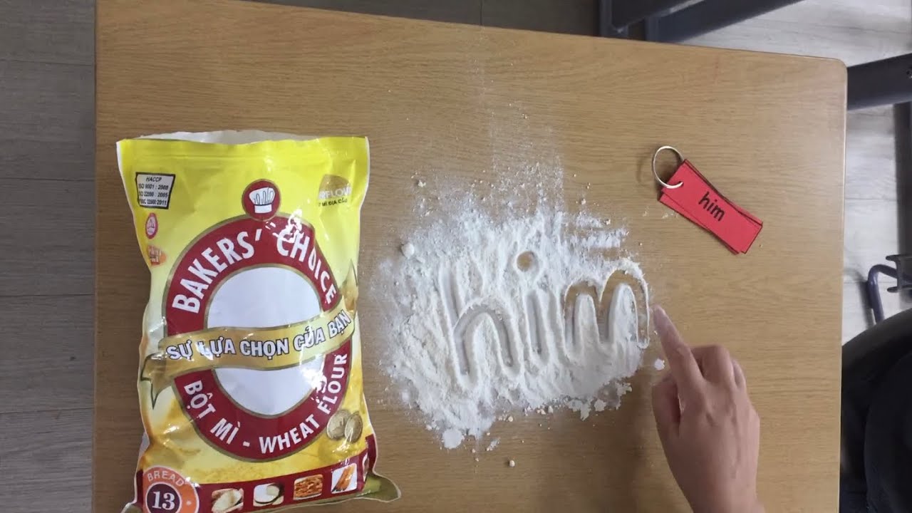 Writing words with flour! - YouTube