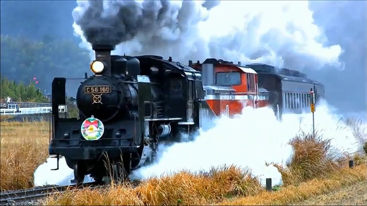 SL C56 DD51重連 SLｸﾘｽﾏｽ号山口線 D51 津和野 2012 - YouTube