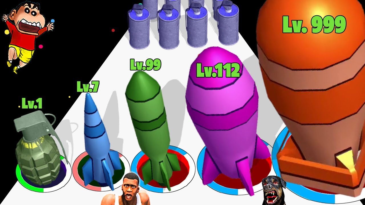 SHINCHAN UPGRADE BOMBS from Noob to God Level in EVOLVING BOMB with ...