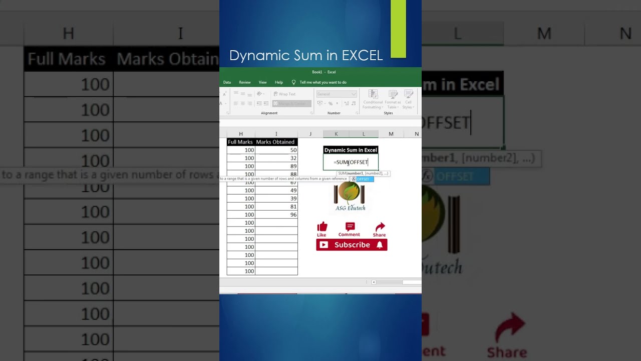 Dynamic SUM In Excel shorts asgedutech YouTube Dynamic SUM In Excel shorts asgedutech YouTube