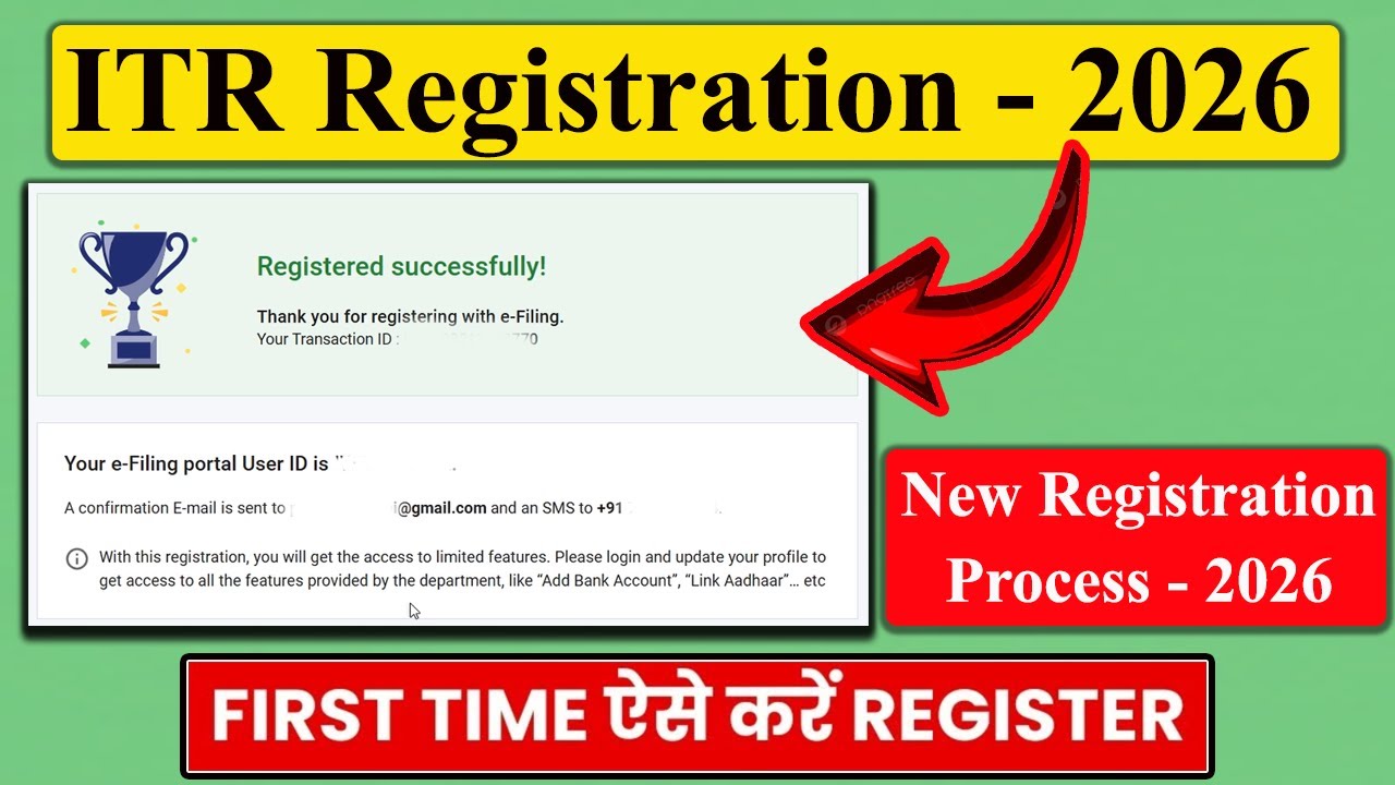 ITR Registration 2026 | आयकर की वेबसाइट पर Registration कैसें करें ...