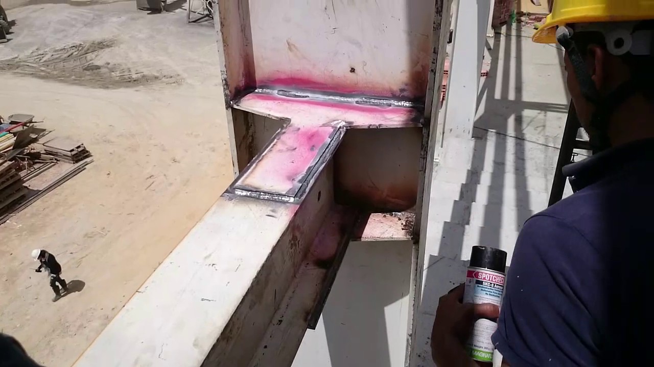 Prueba de tintas penetrantes soldadura estructura metálica - YouTube