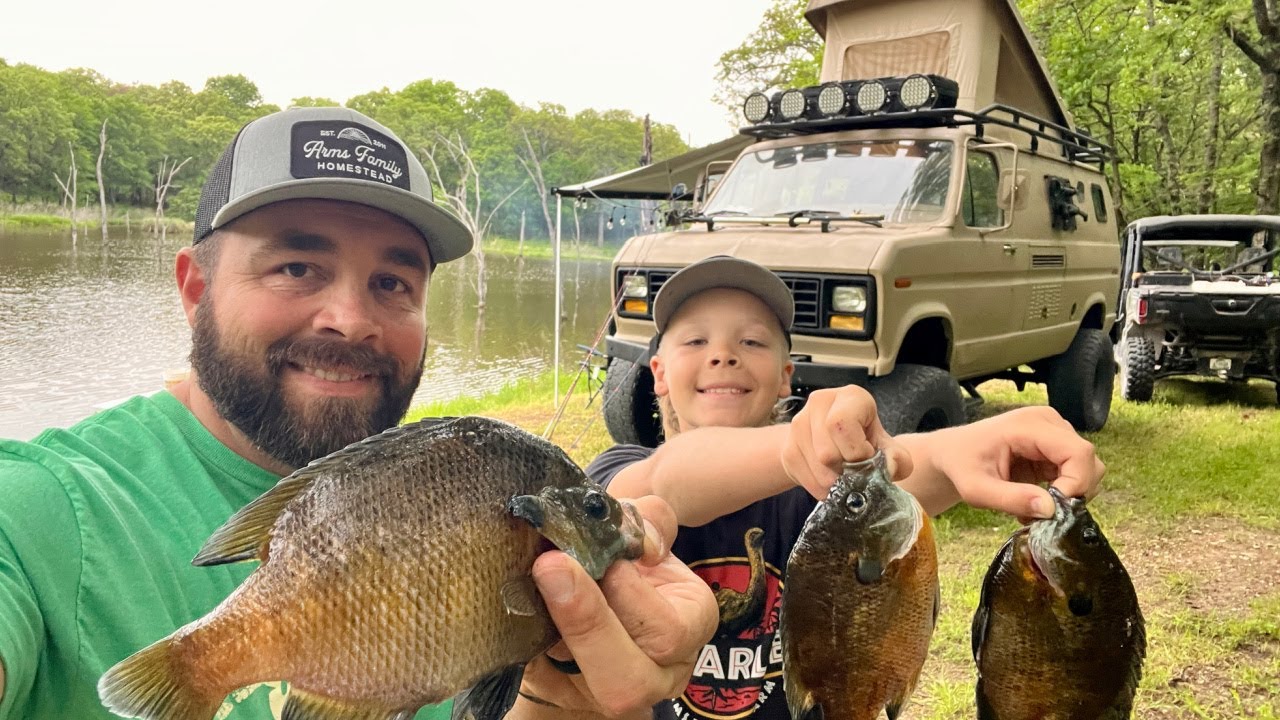 Bluegill Catch and Cook! Camping in the Beast Van! - YouTube