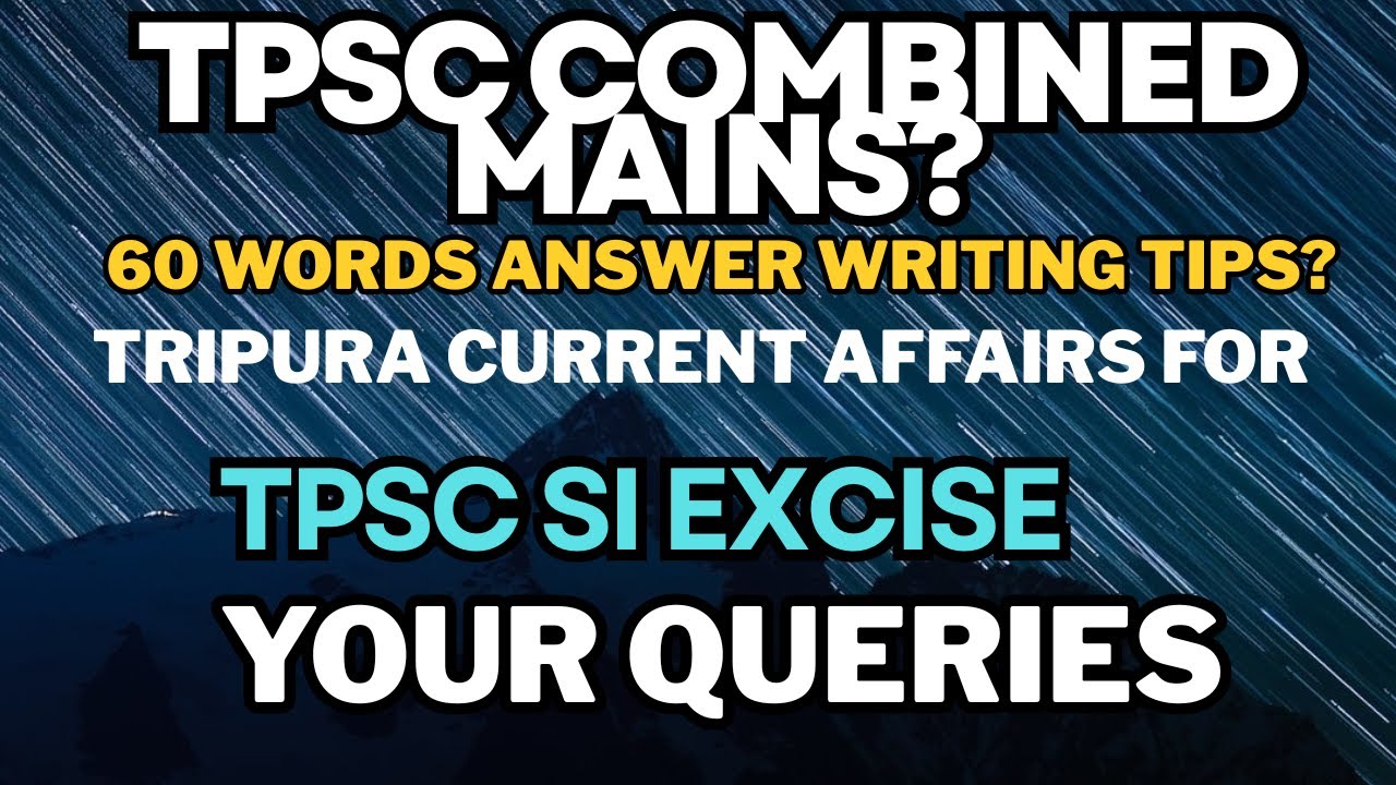 Your Most Important Queries | TPSC SI Excise | TPSC Combined Mains | # ...