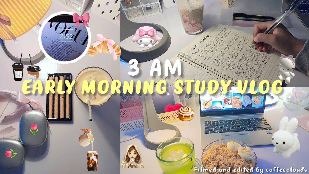 3 AM early morning study vlog🪽 studying, caffeine ☕, noddles 🍜 - YouTube