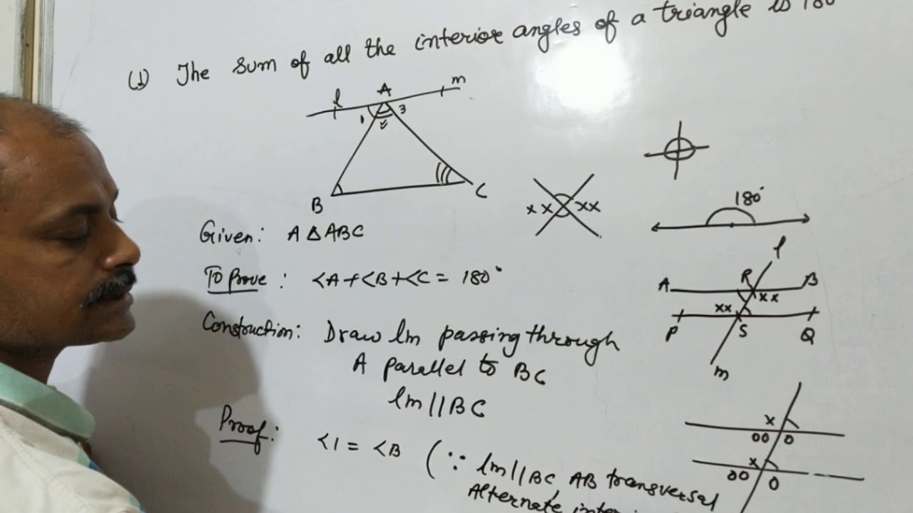 Angle sum property of a triangle - YouTube