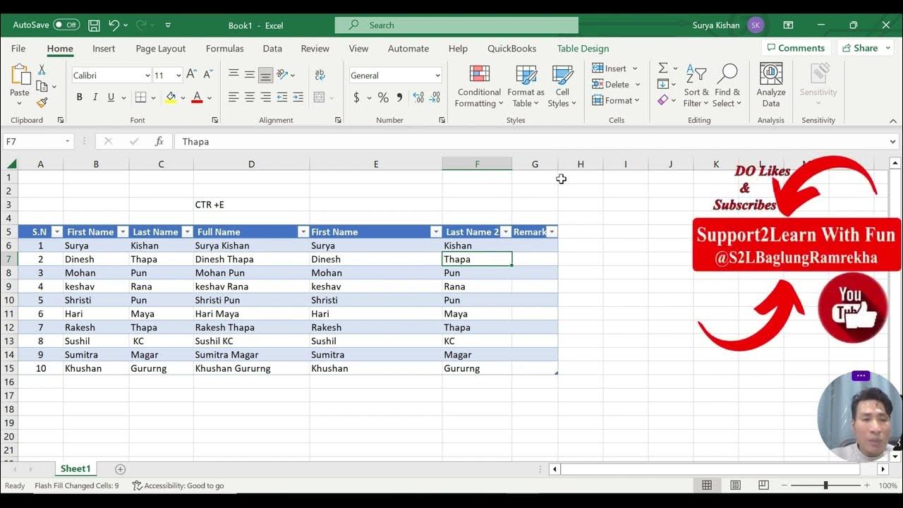Split First and Last Name in Excel I #excel Name Separator - YouTube