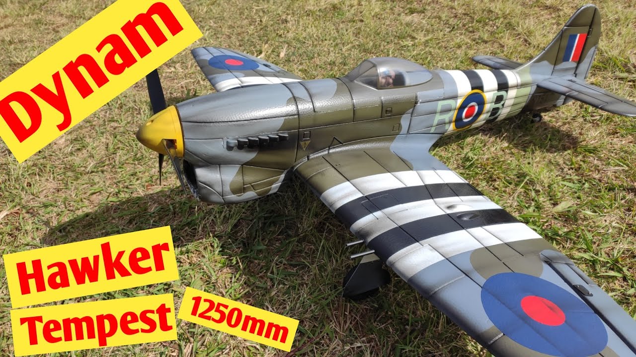 Dynam Hawker tempest 1250mm windy flight RC airplane airbrushed - YouTube