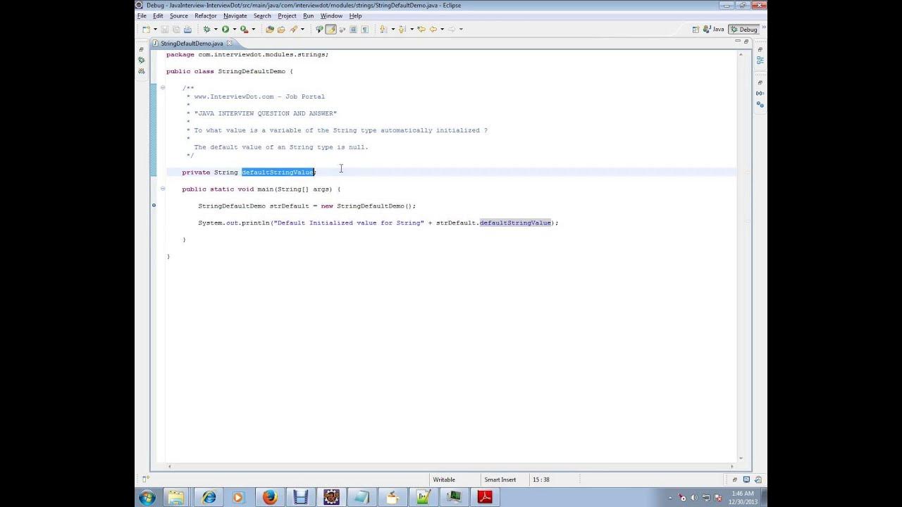 What value is a variable of the String type automatically initialized ...