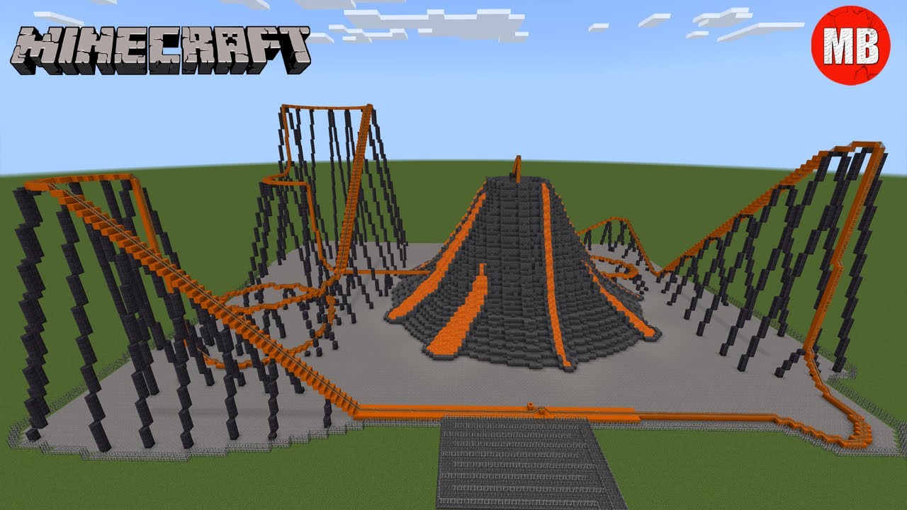 Minecraft Volcano Roller Coaster | Amusement Park Series | Full Build ...