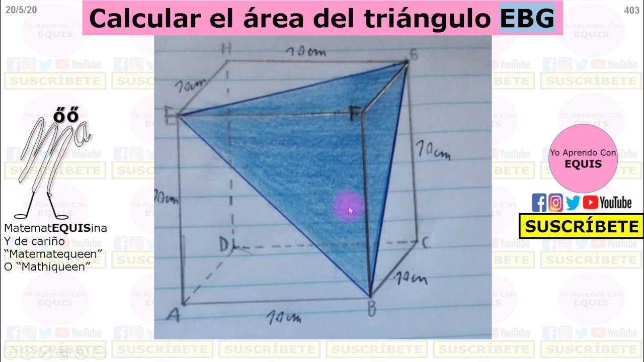 Calcular el área del triángulo dentro del cubo - YouTube
