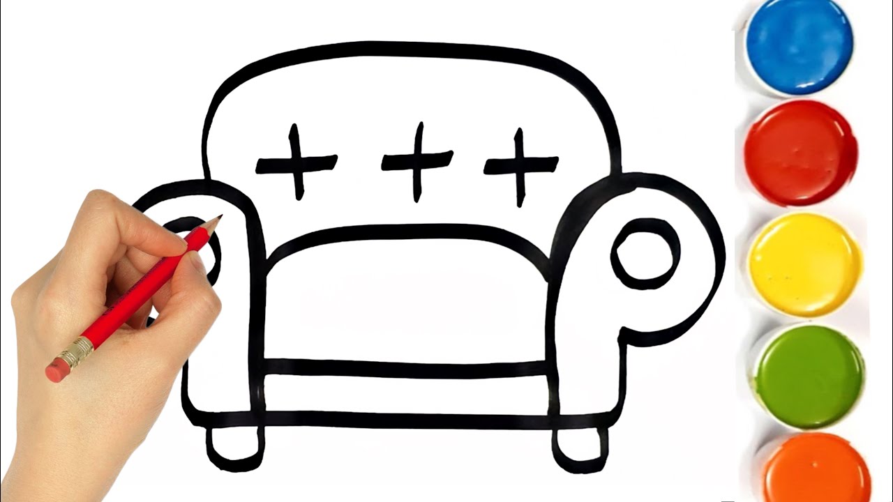 How to draw Single Sofa -Colouring for Kids & Toddlers |Draw, Paint and ...