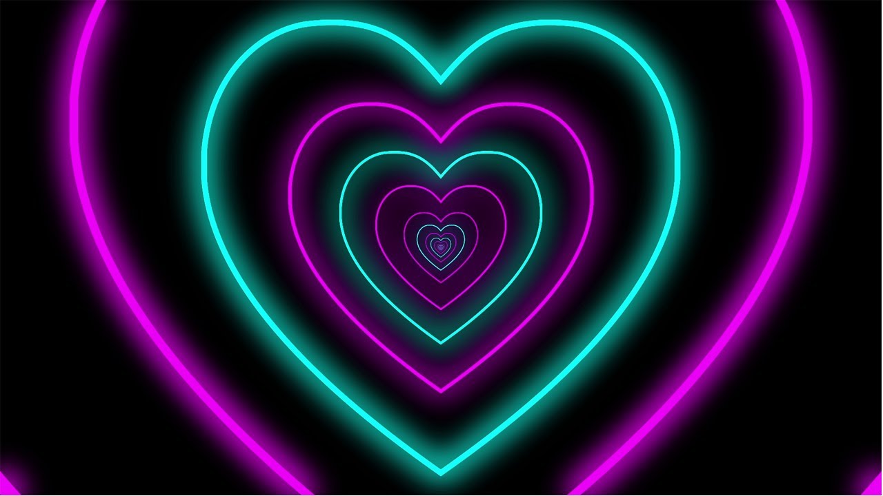 Pastel Pink heart background animated video ǁ neon heart tunnel loop ǁ ...