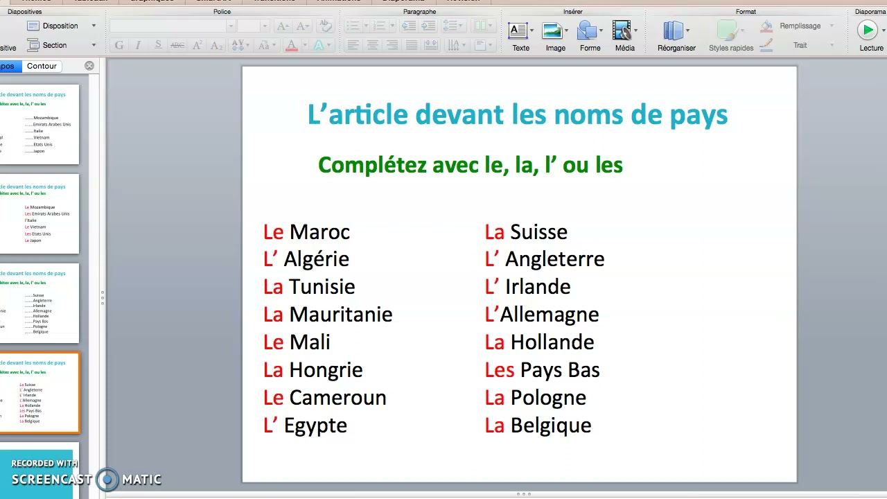 Français : Quel article devant les noms de pays, l', le, la ou les ...