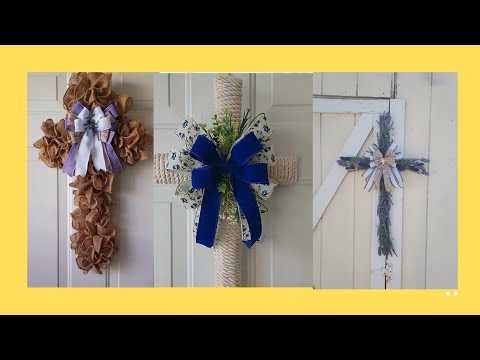 Make #3 Simple Spring/Summer Cross wreaths using 3 different technique ...