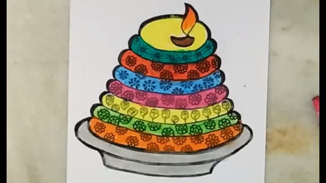 bathukamma drawing | artistica - YouTube