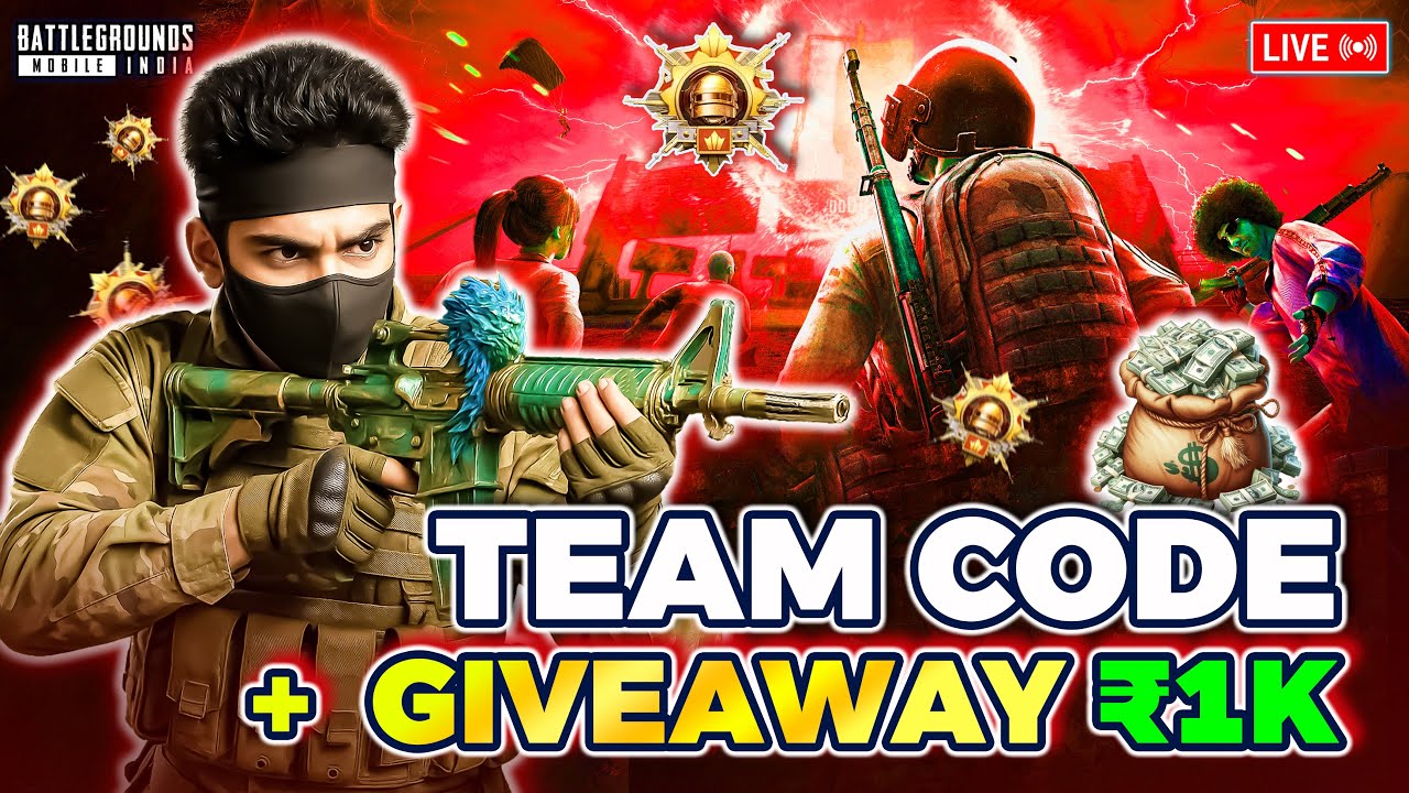 BGMI LIVE Team Code + ₹1K Giveaway💸| High-Tier Rush | 🔴ASHIK is LIVE #BGMI #bgmilive #pubgmobile ...