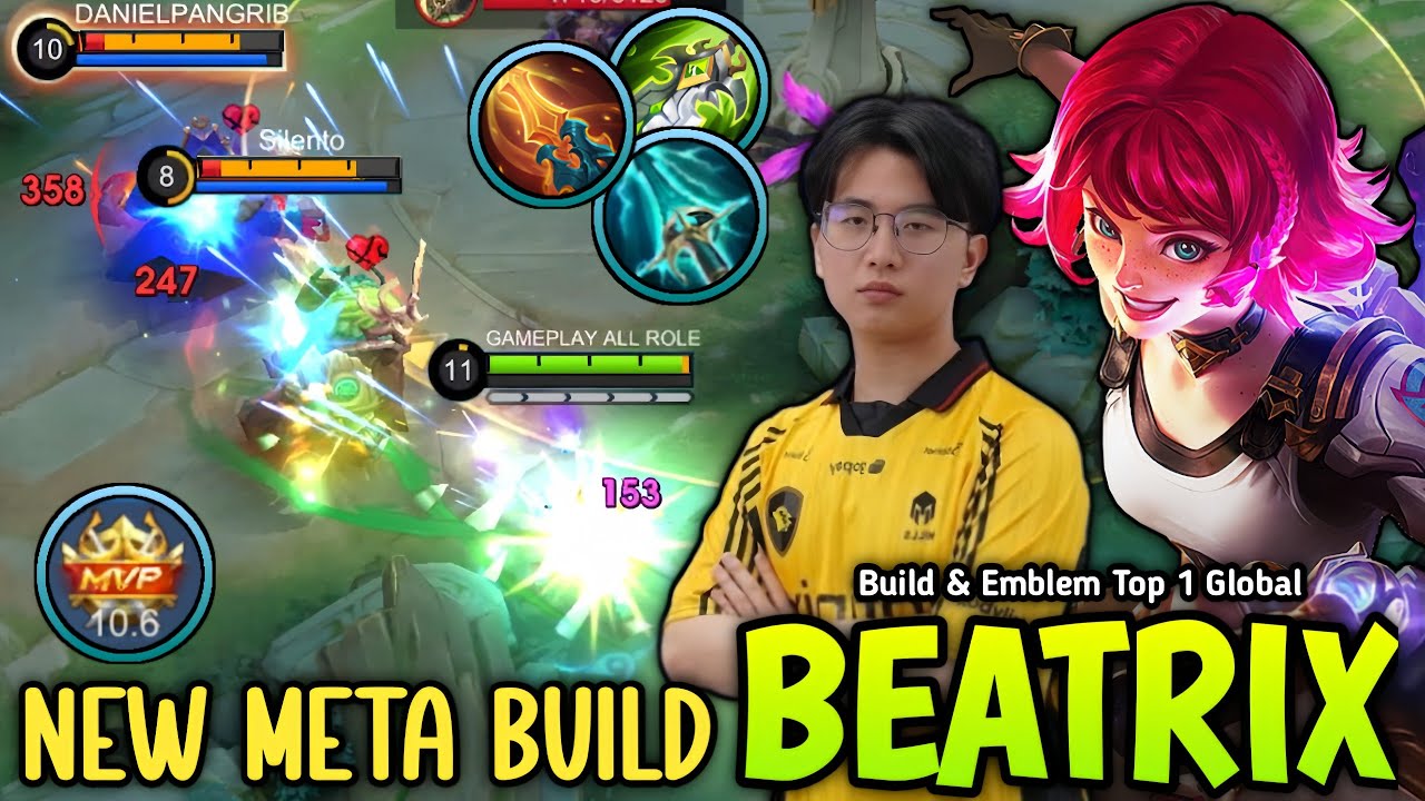 BEATRIX NEW 1 SHOT BUILD & EMBLEM FROM ONIC CW MPL S14 INSANE DAMAGE 😱 ...