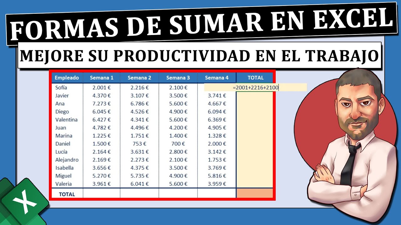 ️Cómo SUMAR CELDAS en Excel 🔴Fórmulas Curso de Excel para Principiantes ...