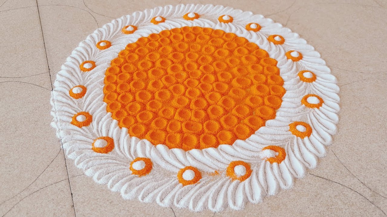 Navratri special Orange Rangoli Design - YouTube