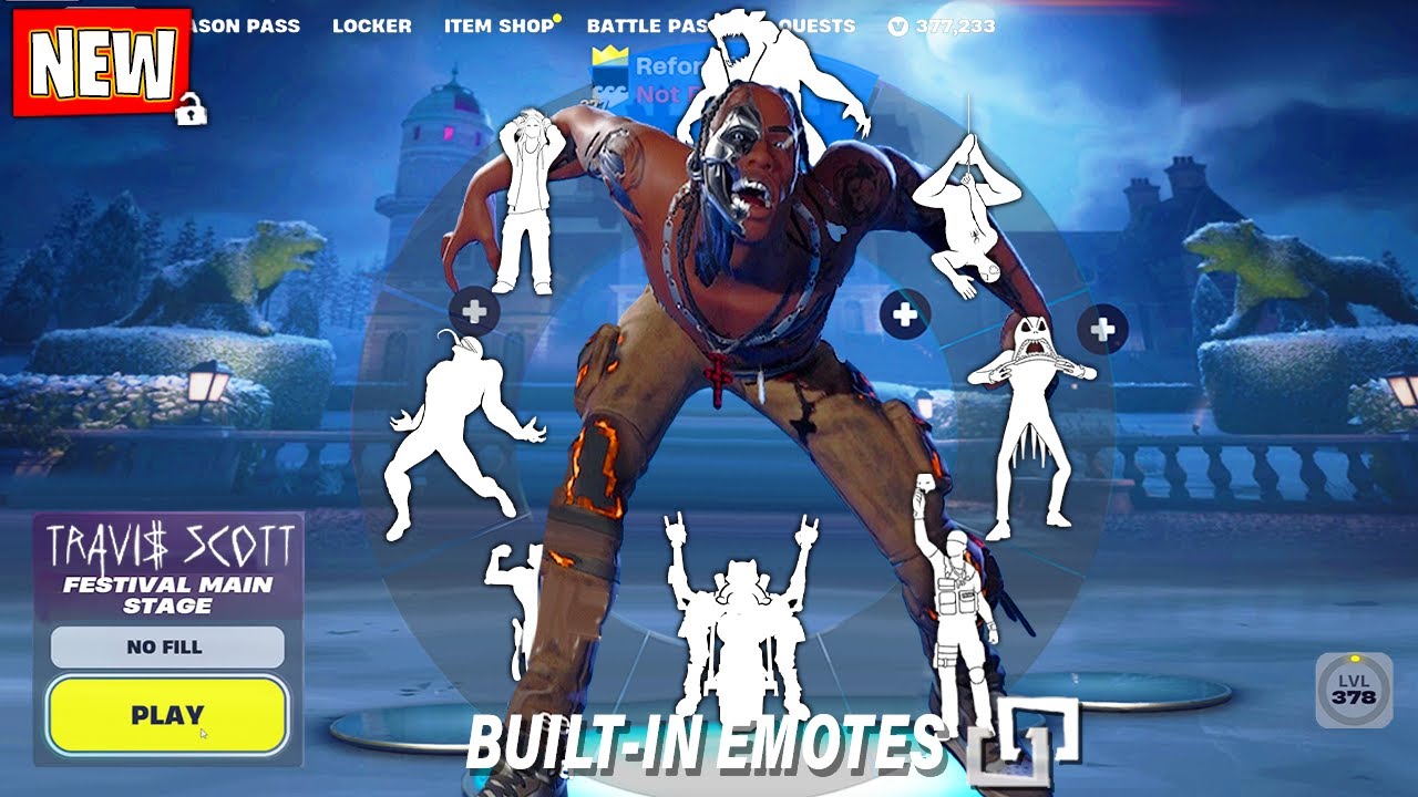 TRAVIS SCOTT Fortnite doing all Built-In Emotes and Funny Dances シ ...
