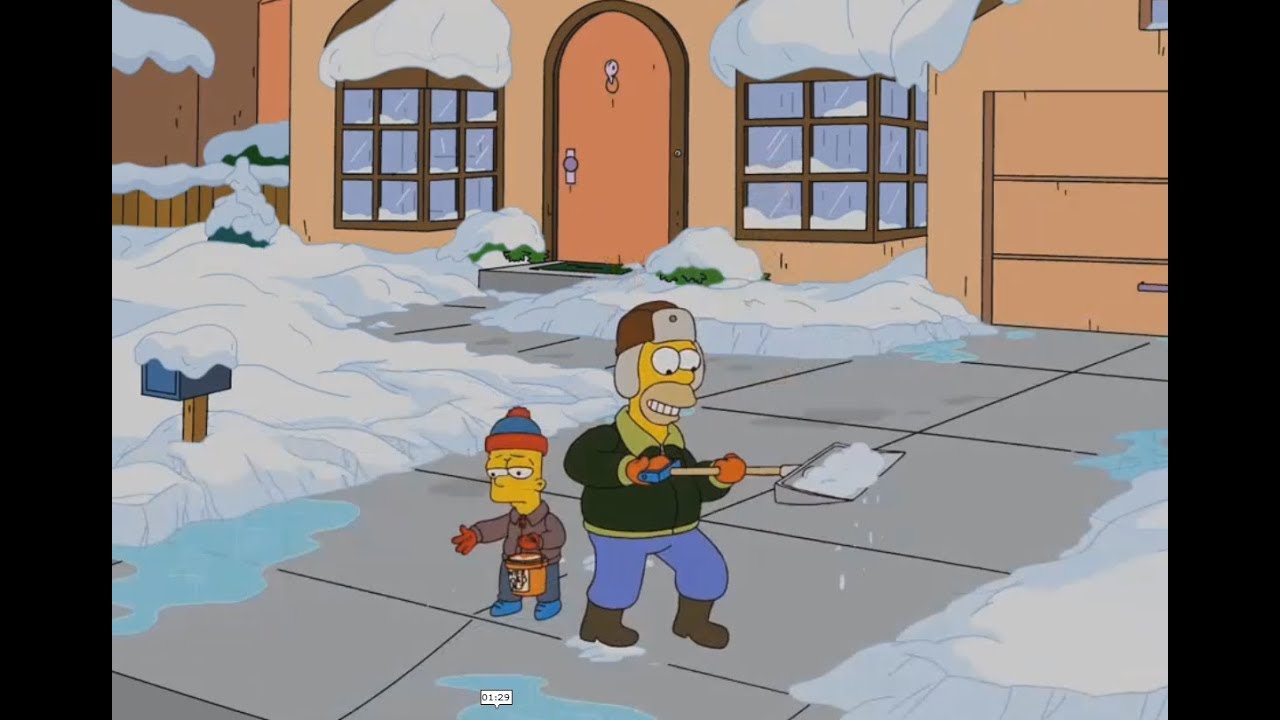 The Simpsons - Bart And Homer cleared The Snow Together! - YouTube