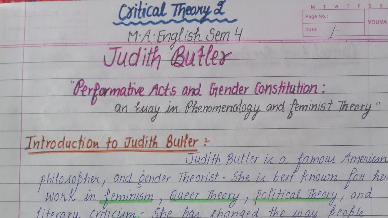 Judith Butler "Performative Acts and Gender Constitution" | Critical ...