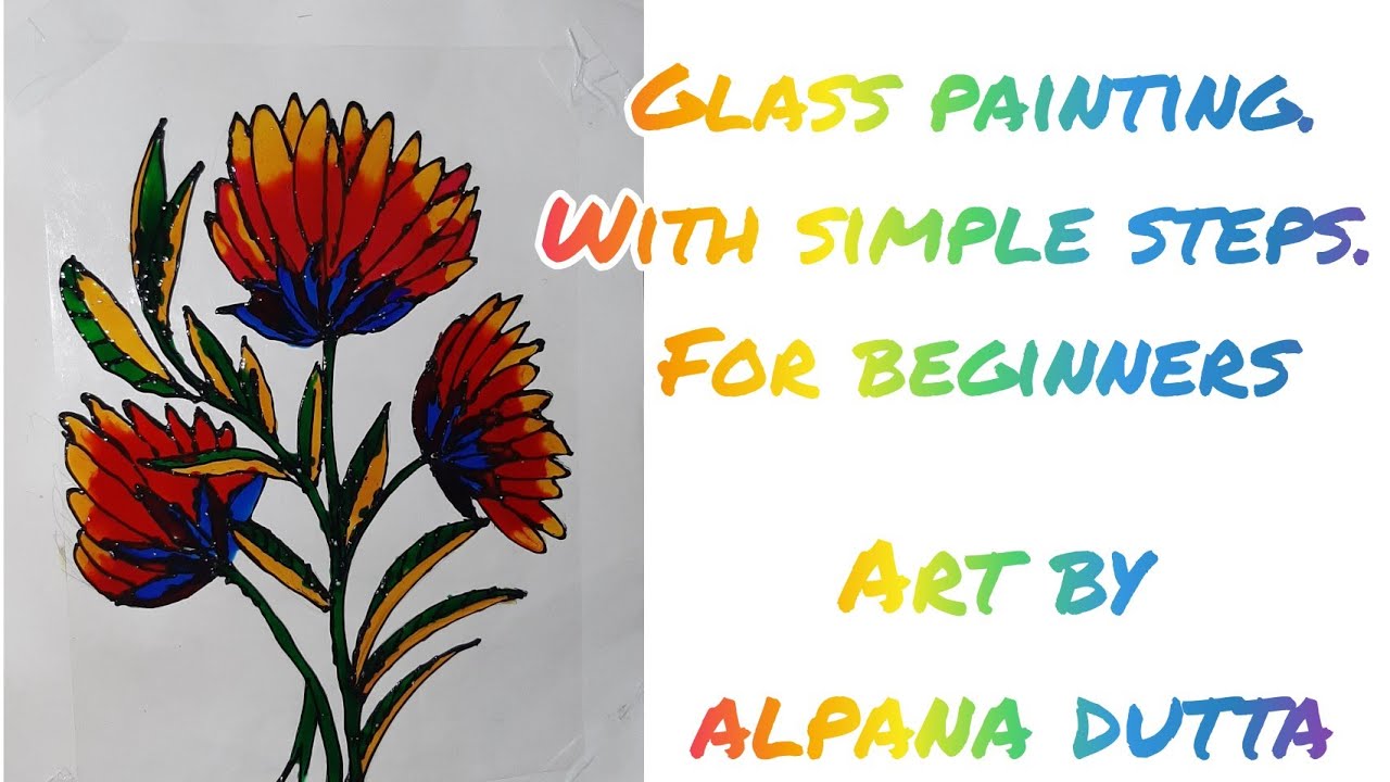 GLASS PAINTING|| how to use glass colours?|| step by step for beginners ...
