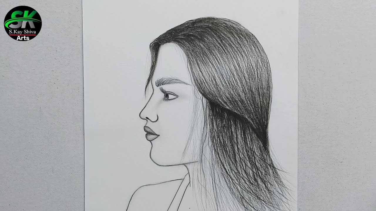how to draw a beautiful girl with side view face drawing @ShivaRc3 ...