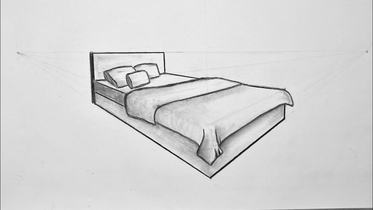How to Draw a Bed in 2-Point Perspective | Easy Step-by-Step Tutorial ...