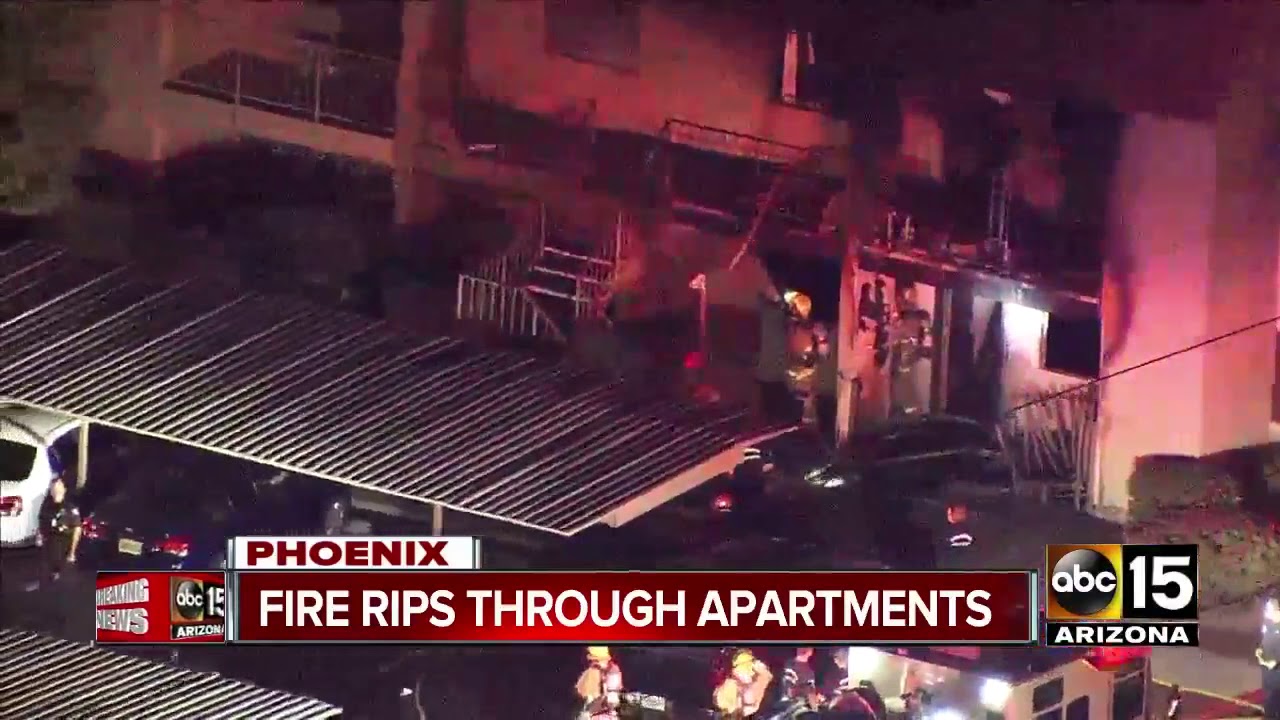 Apartment fire in Phoenix sends 3 to hospital - YouTube
