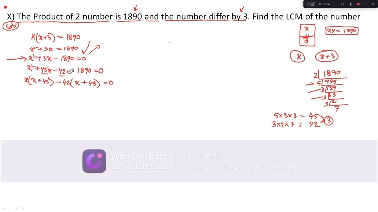 The Product of 2 number is 1890 and the number differ by 3. Find the ...