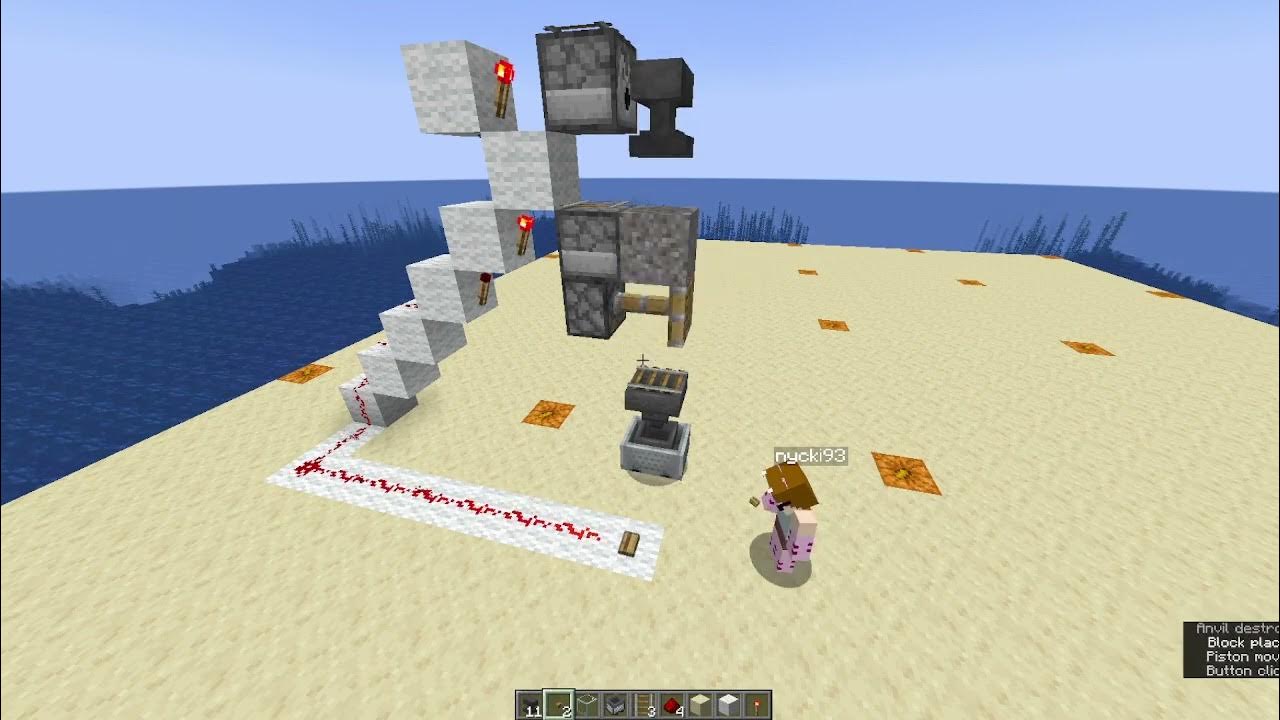 [minecraft] automated anvil crushing gravel to sand - YouTube