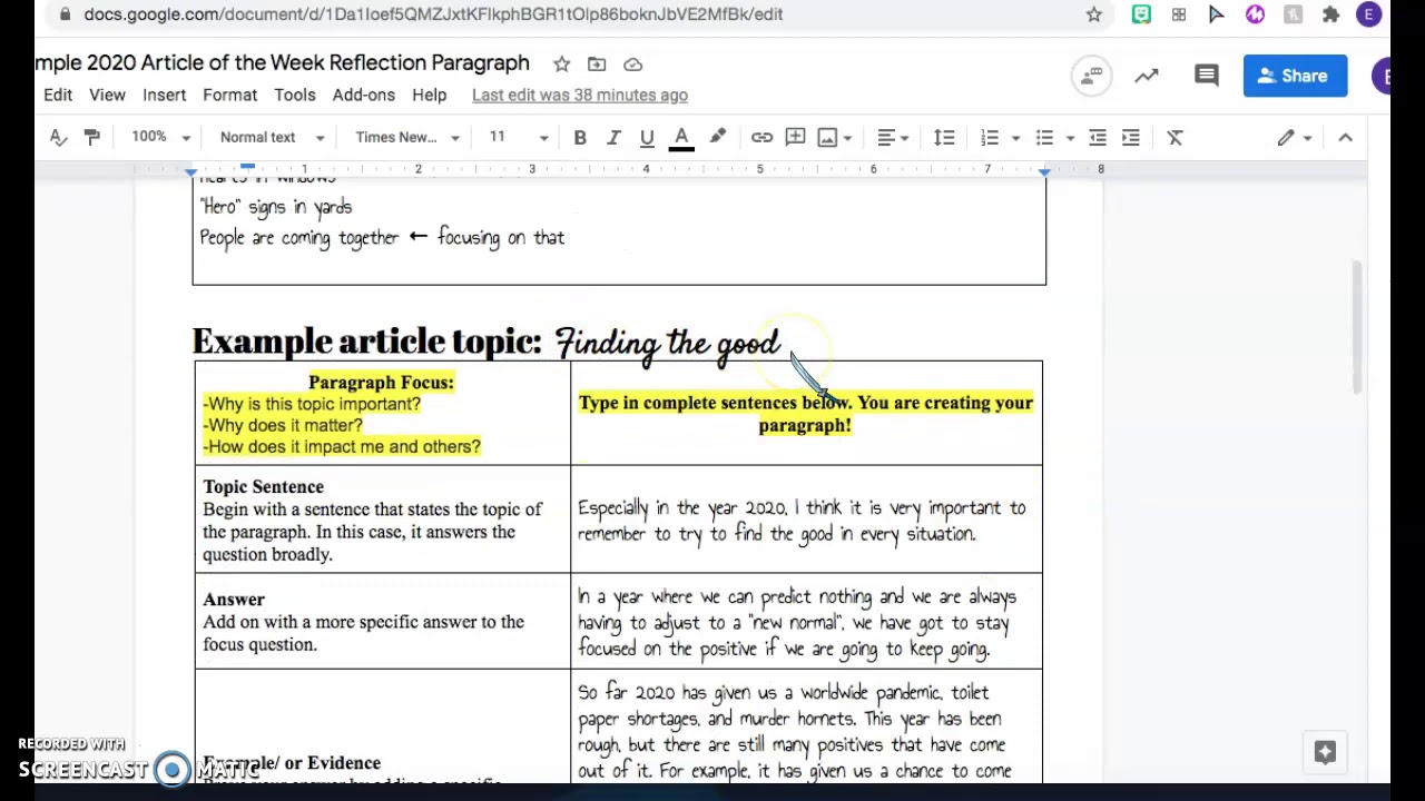Writing a Reflection Paragraph - YouTube