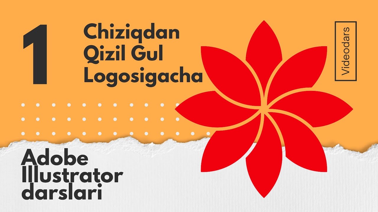 ADOBE ILLUSTRATOR DARSLARI 1-DARS || ODDIY CHIZIQ CHIZISHDAN QIZIL GUL ...