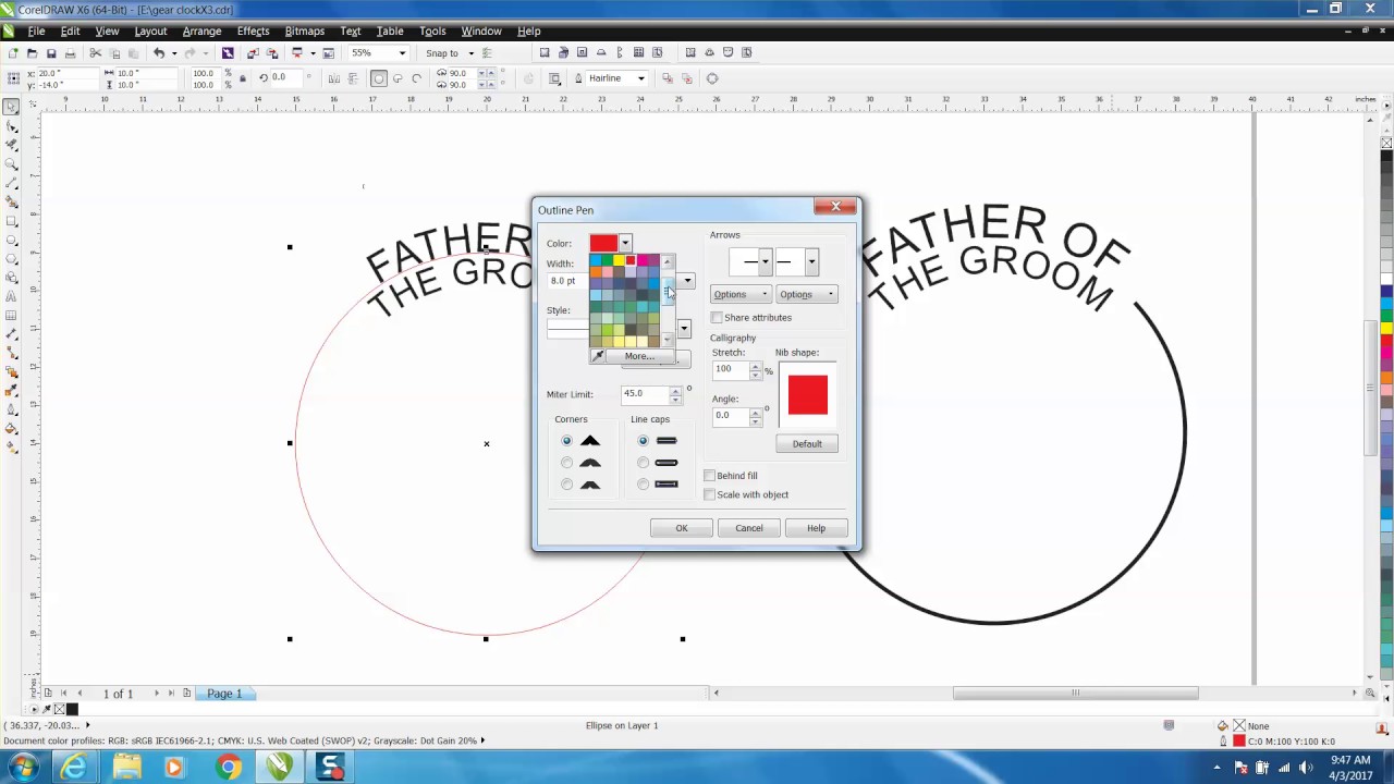 Corel draw Tips & Tricks Two lines of Text to path plus more - YouTube