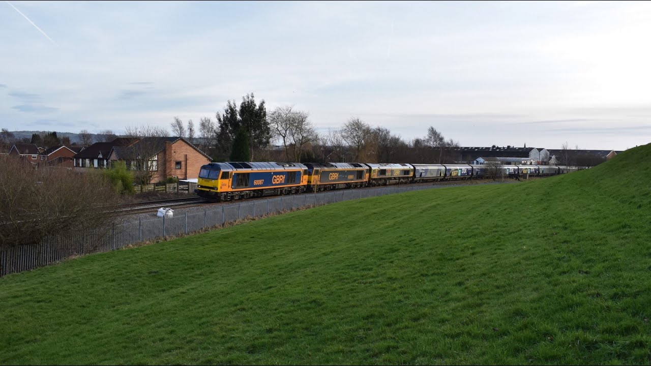 GBRf Class 60 & 66 No's. 60087 & 60095 & 66703 on 6E17 Liverpool B.T ...