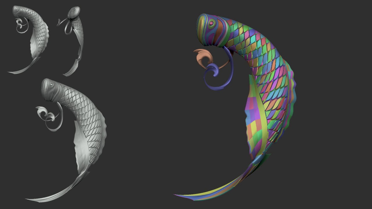 Turntable model concept dragon fish_03 sculpture zbrush - YouTube
