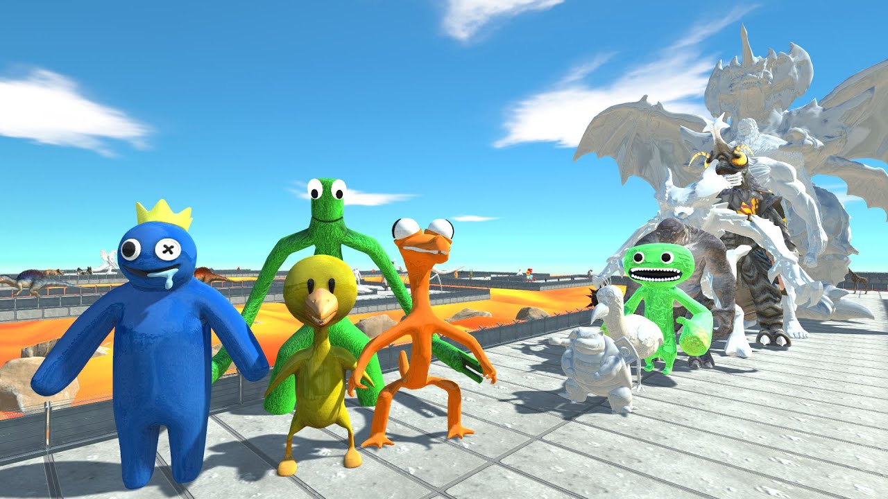 X4 Rainbow Friends vs Albino Army LAVA DEATH RUN - Animal Revolt Battle ...