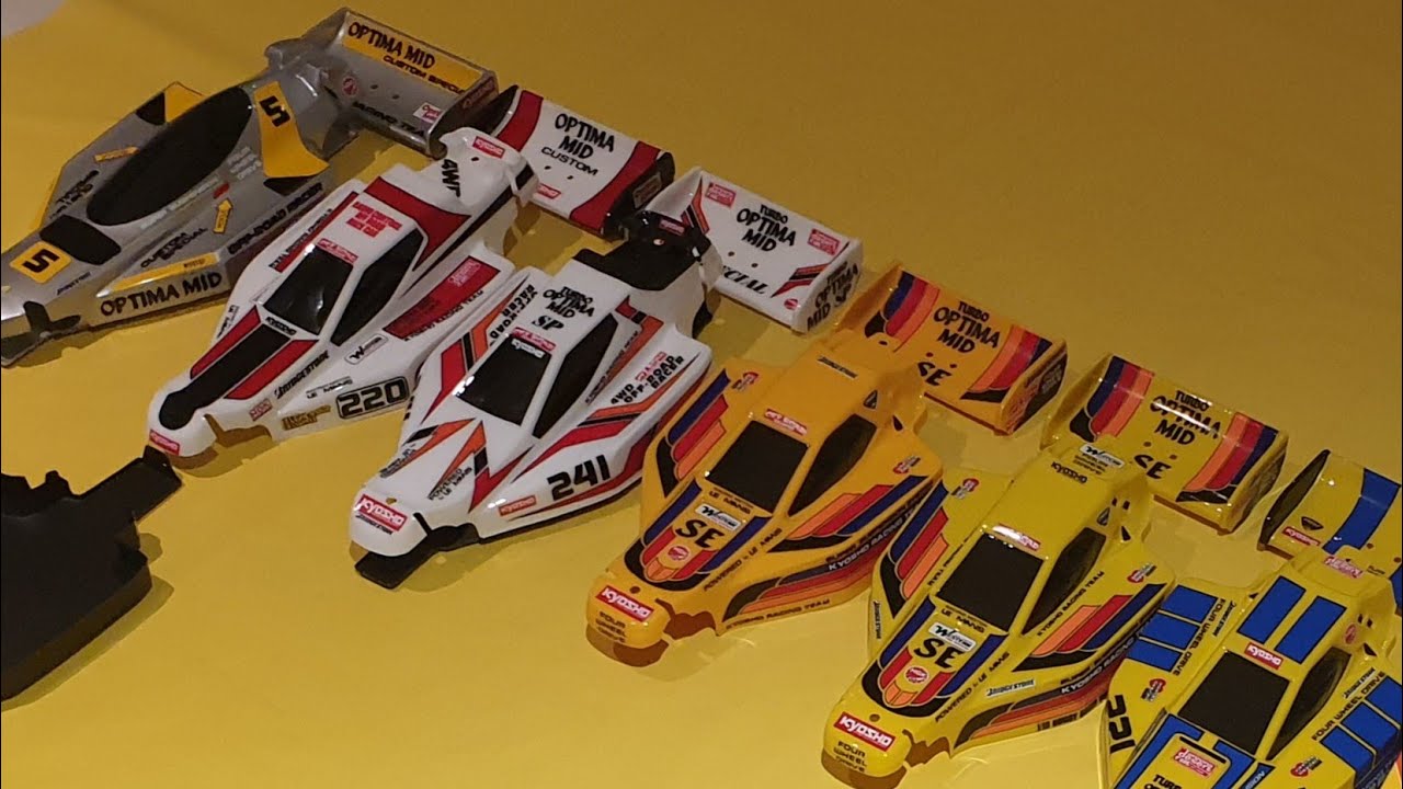 Kyosho optima mid series painted bodies - YouTube