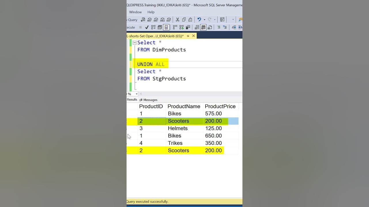 SQL Tips | Table Data Comparisons | Set Operators #sqltips - YouTube
