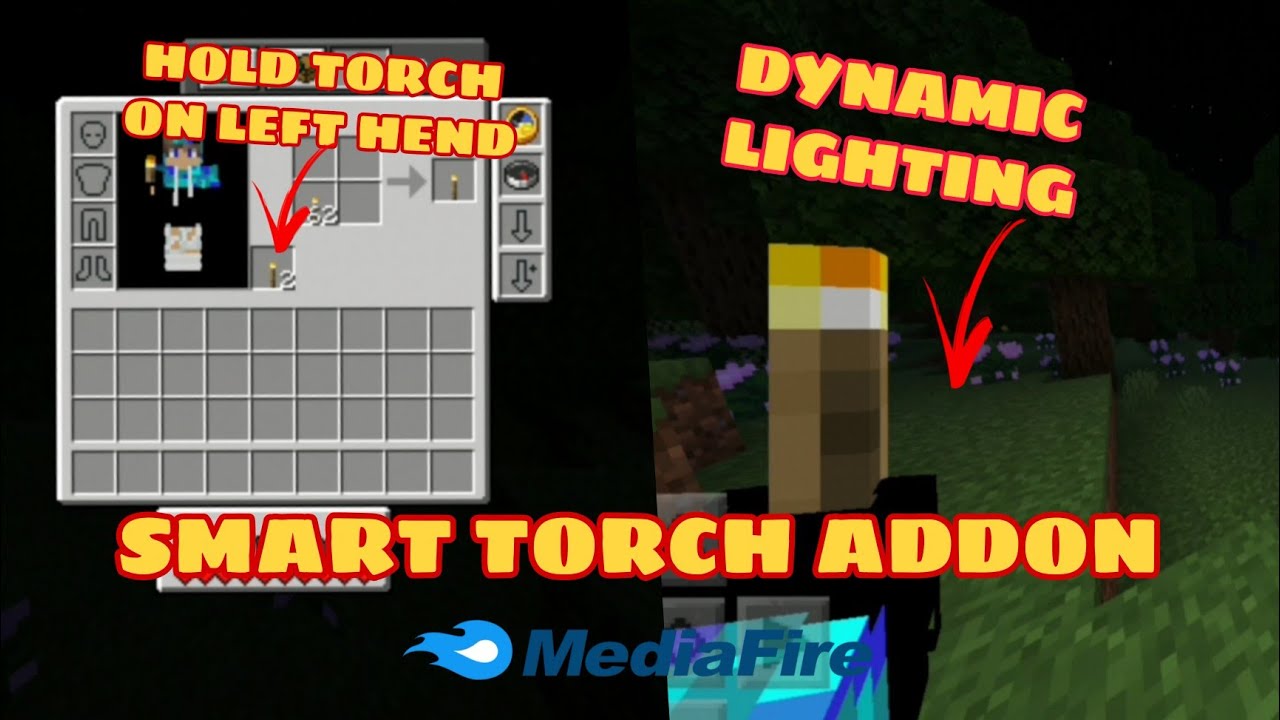 SMART TORCH ADDON FOR MINECRAFT PE | HOLD TORCH LAFT HAND | DYNAMIC ...