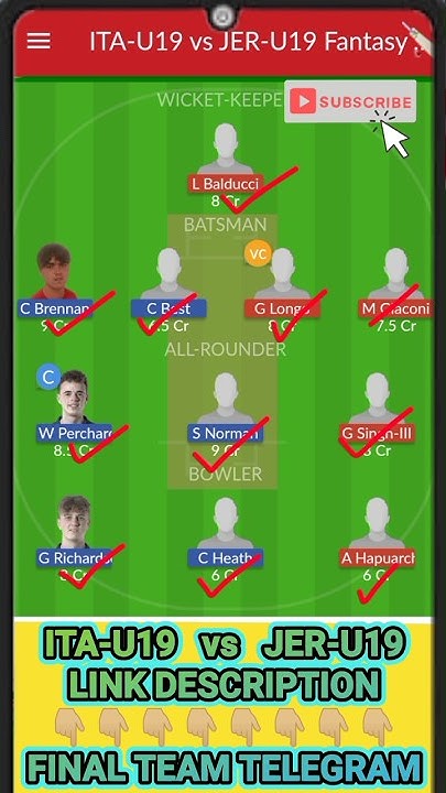 ITA-U19 vs JER-U19 Dream11 Prediction🔥| ITA-U19 vs JER-U19 Dream11 Prediction | ITA-U19 vs JER ...